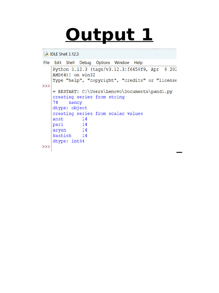 Python Programs for Data Series & Frames | PDF