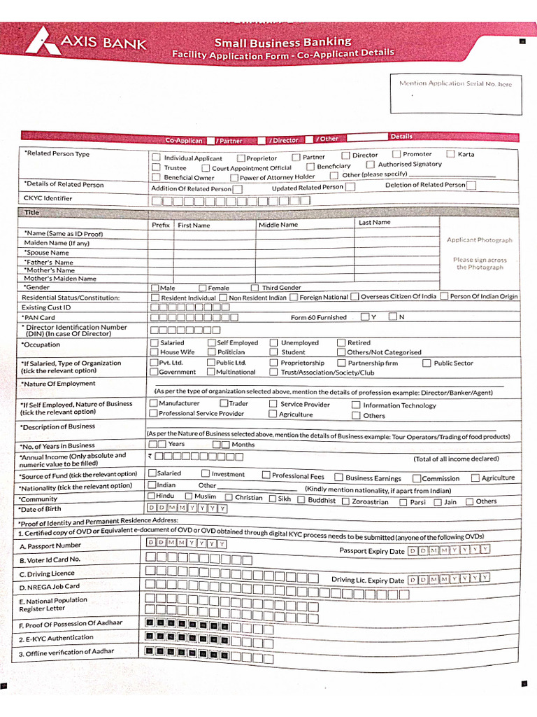 Axis Application Form | PDF