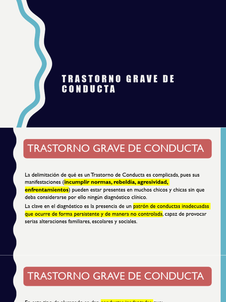 PRESENTACIÓN 5. Trastorno Grave de Conducta | PDF | Trastorno mental | Comportamiento