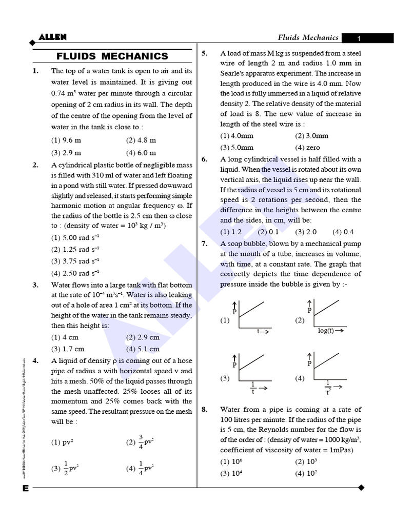 Fluids Mechanics | PDF | Density | Water