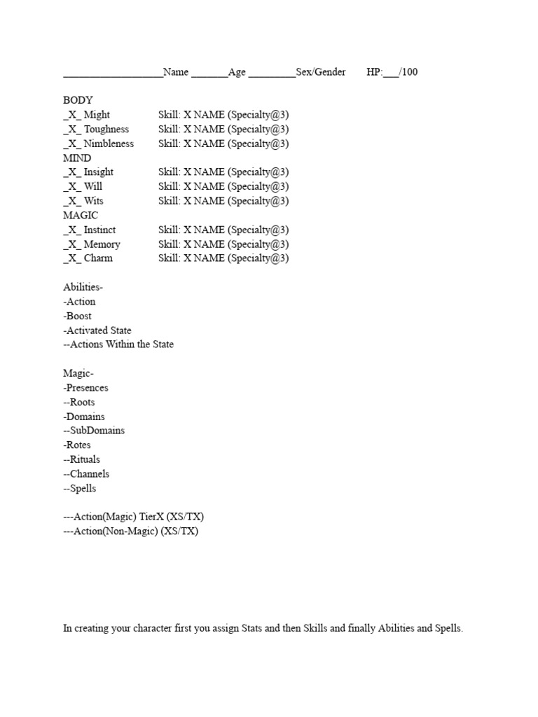 Character Creation (Army of One) | PDF | Emotions