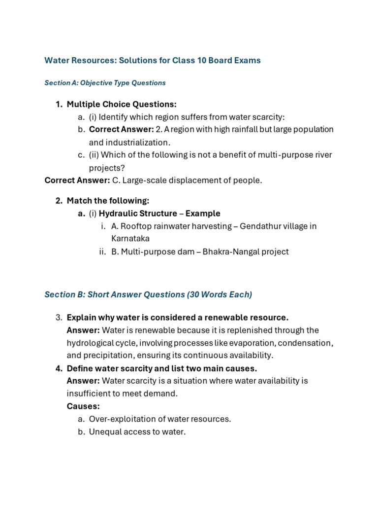 Solution Warwe and Resources | PDF | Water | Water Resources