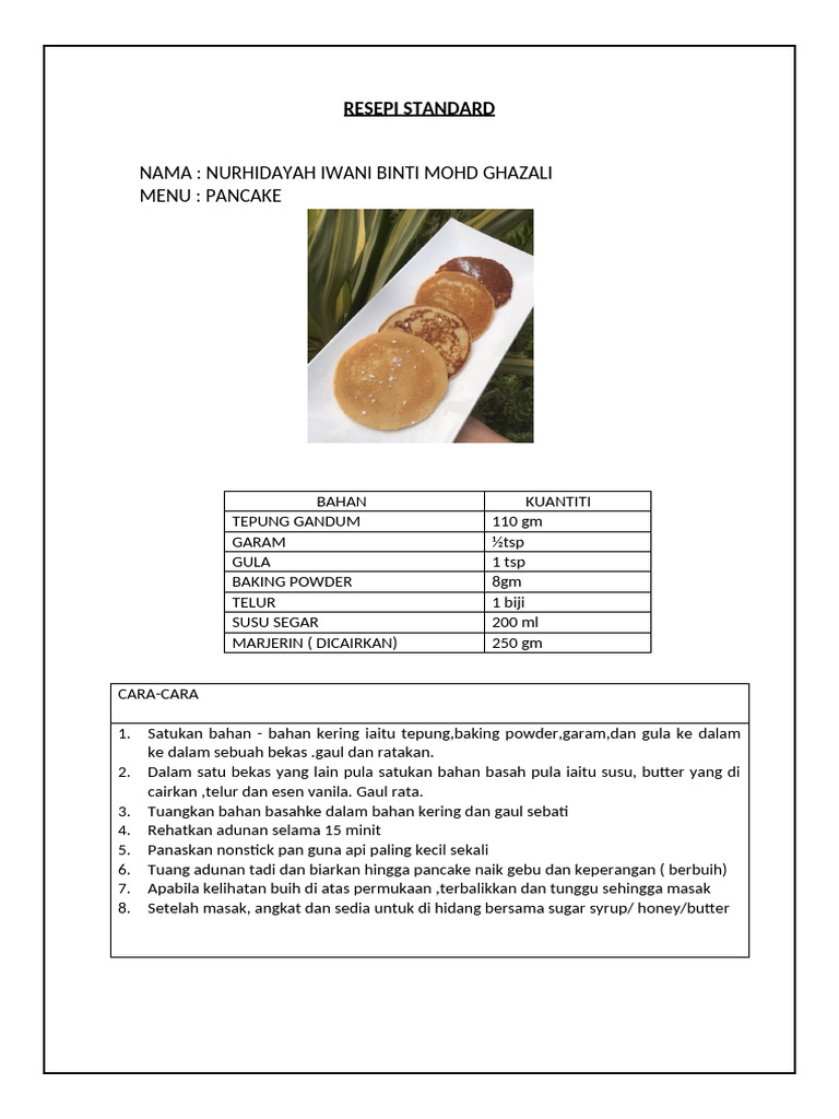 Standard Resepi Cocu 2 Dayah | PDF