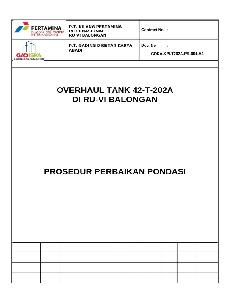 Prosedur Perbaikan Pondasi Tangki | PDF