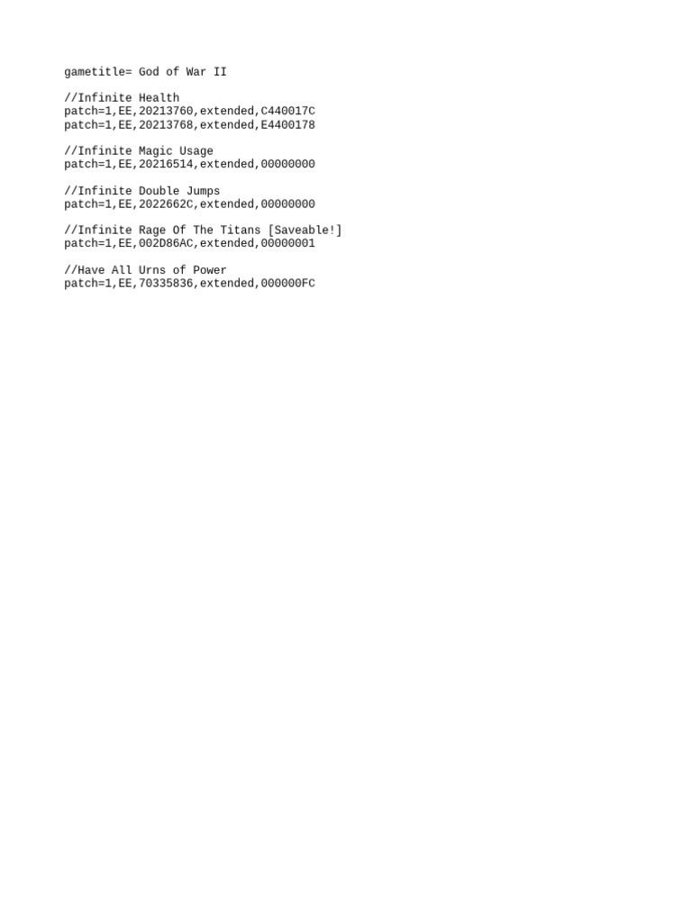 God of War II Cheat Codes Guide | PDF