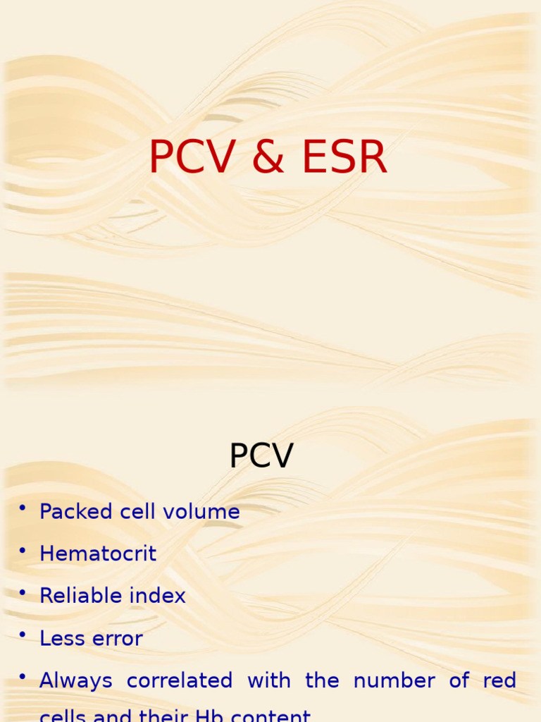 PCV and ESR: Methods and Significance | PDF | Red Blood Cell | Clinical ...