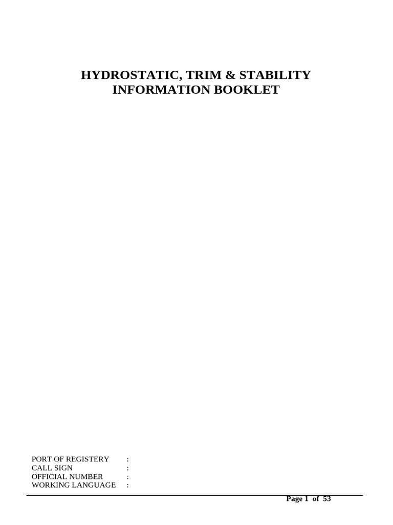 Stability Booklet Example | PDF | Naval Architecture | Water Transport