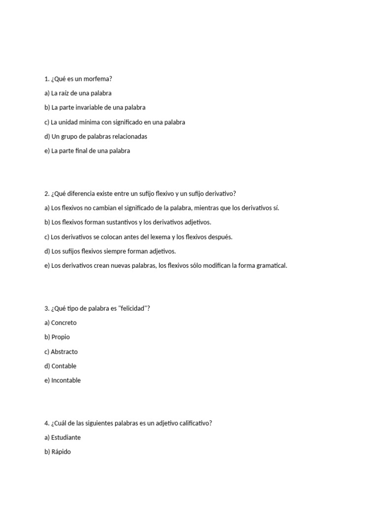 Banco de Preguntas Lenguaje V2 | PDF | Palabra | Verbo