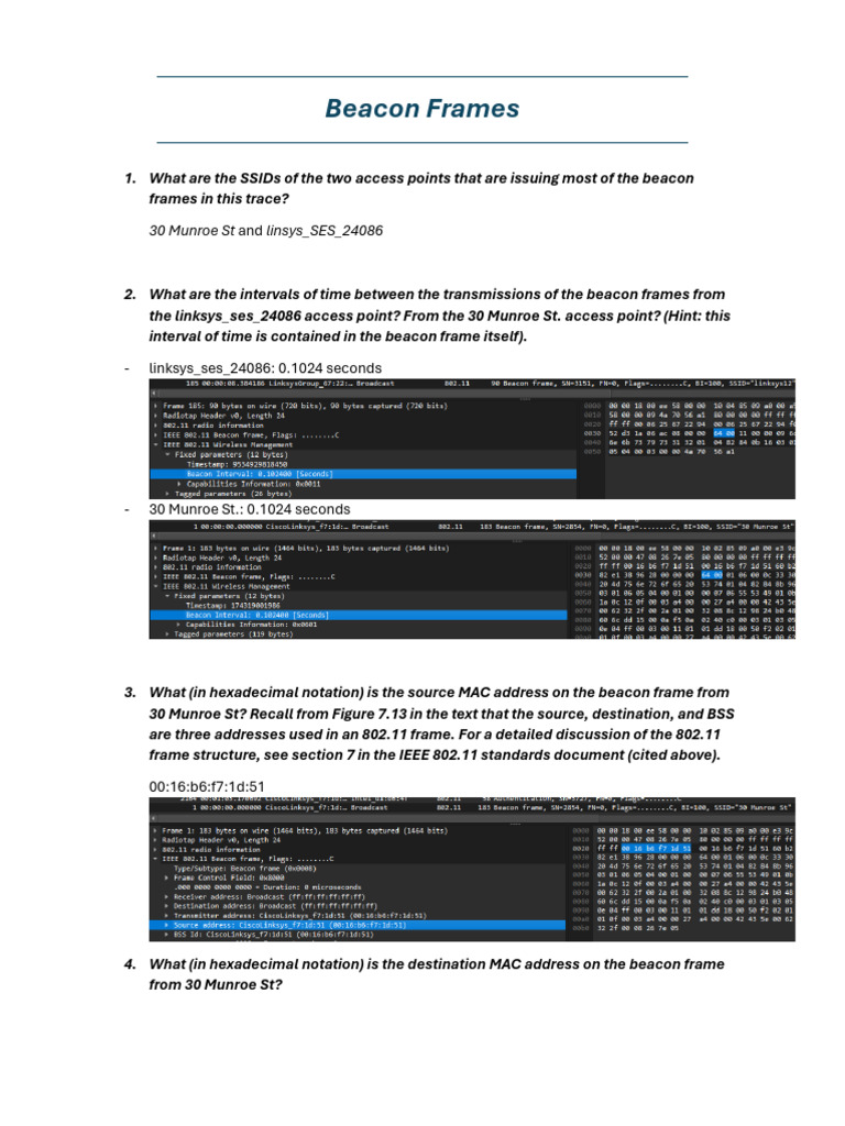 Beacon Frame Analysis for APs | PDF | Ieee 802.11 | Transmission ...
