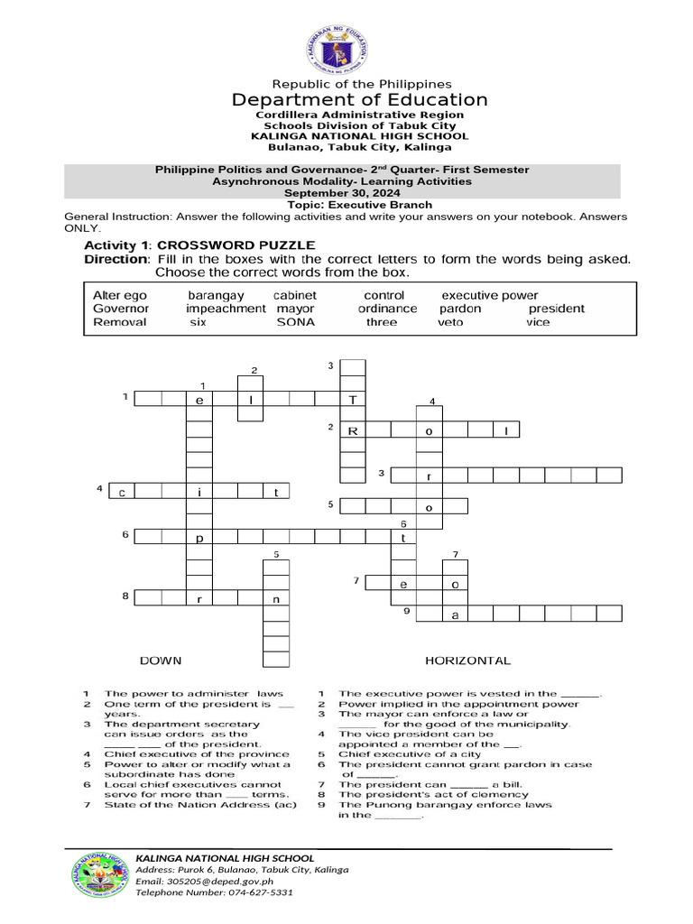 Phil. Pol. Learning Activities Sept. 30 2024 | PDF