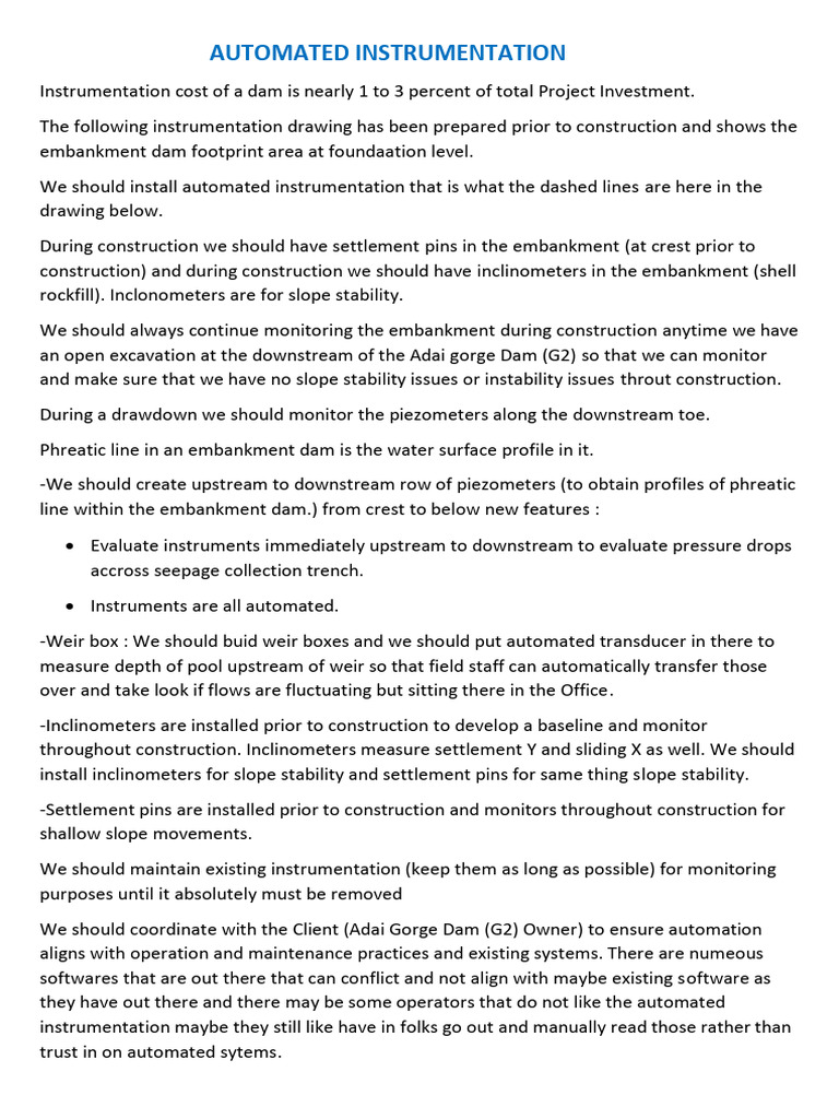 INSTRUMENTATION IN A SIMPLIFIED WAY | PDF | Dam | Pressure Measurement
