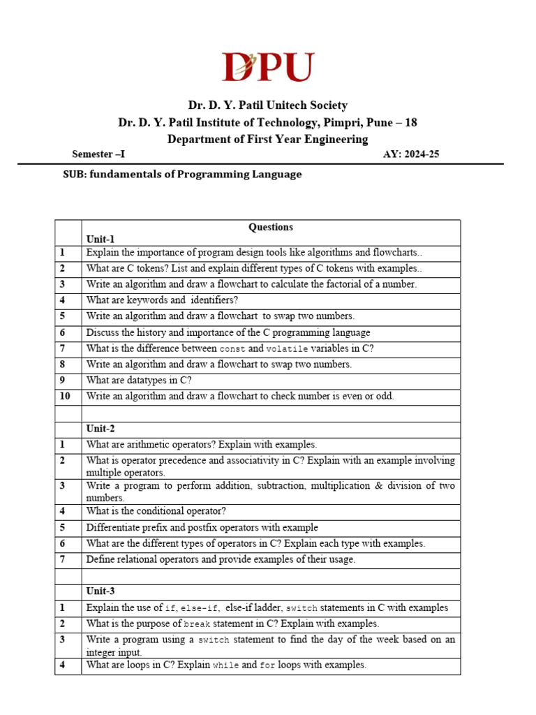 FPL Question bank | PDF | Computer Program | Programming FPL Question bank | PDF | Computer Program | Programming