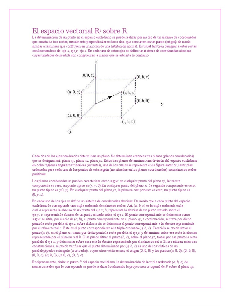 El Espacio Vectorial R3 | PDF | Sistema de coordenadas Cartesianas ...