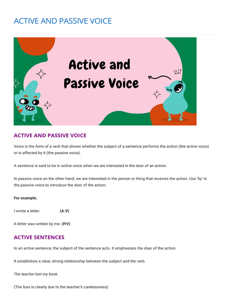Active & Passive Voice | PDF | Verb | Semantics