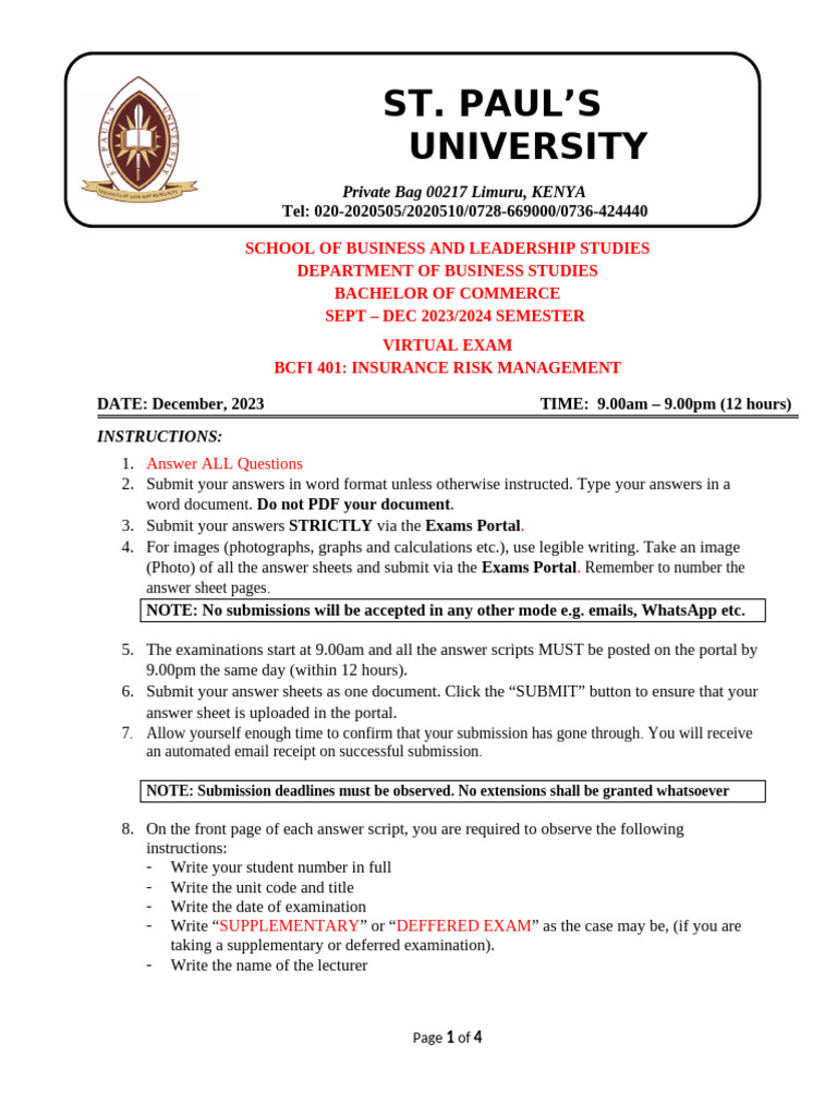 B.Com Insurance Risk Exam | PDF | Risk | Insurance