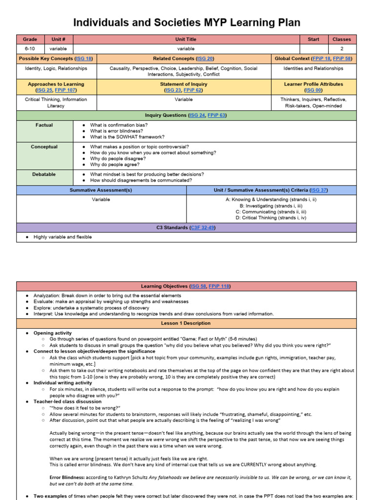 ATL InformationLiteracyLessonPlan 1 | PDF | Critical Thinking | Bias