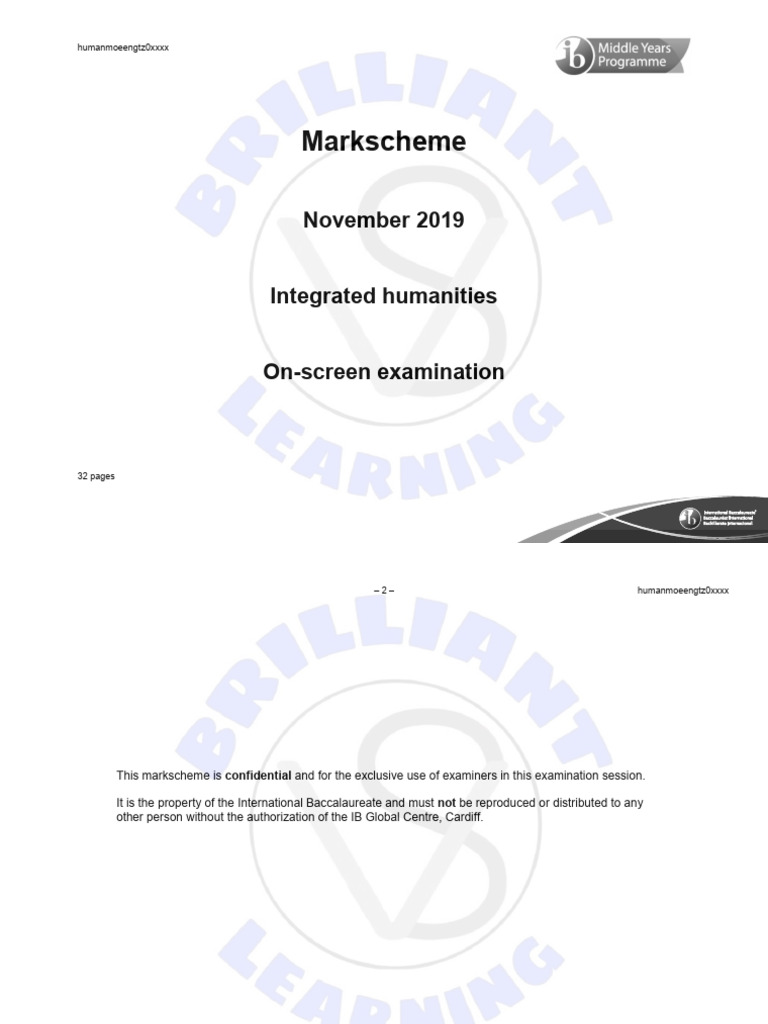 Integrated Humanities-Nov-2019 Markscheme | PDF | Agriculture | Argument