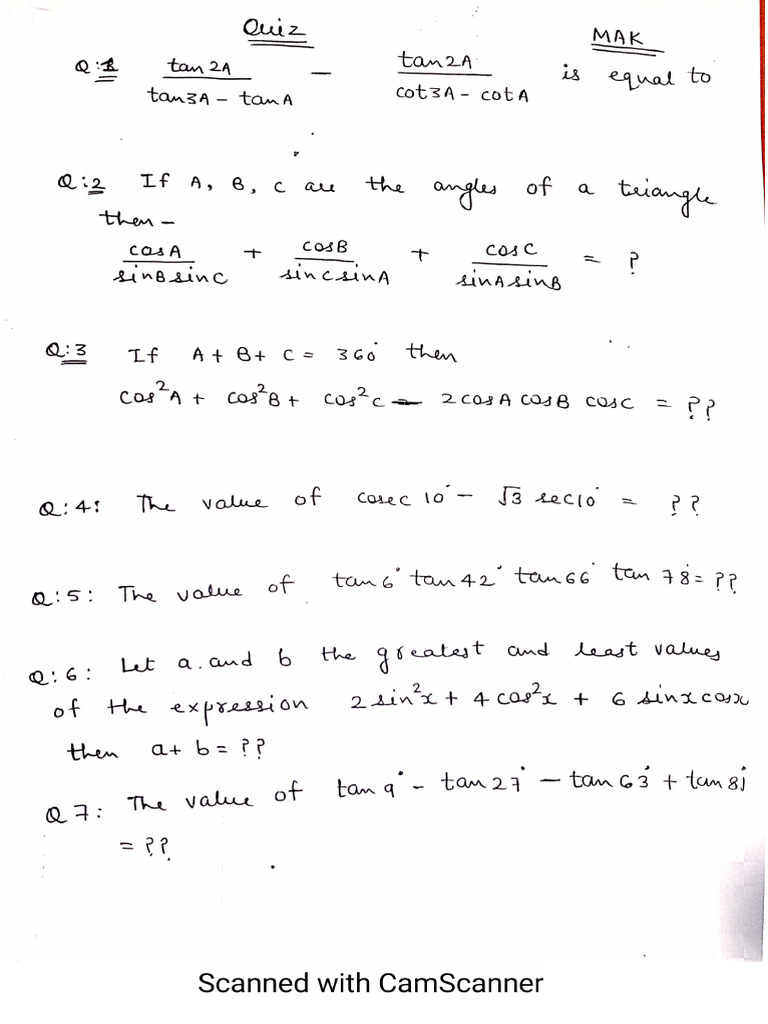 Maths Quiz | PDF