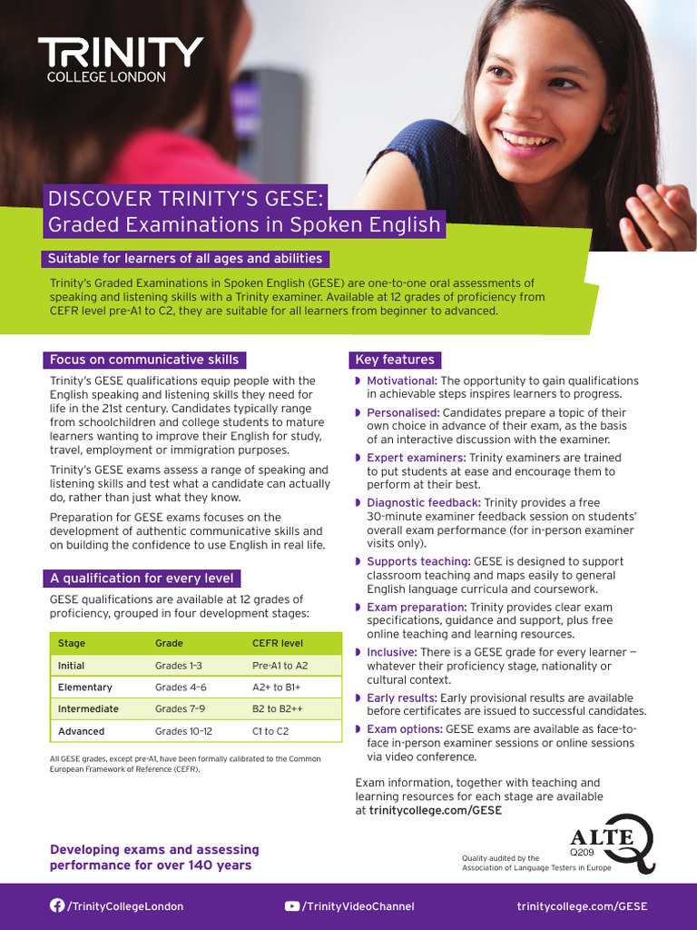 Trinity GESE factsheet 5547 | PDF | Applied Linguistics | Cognition