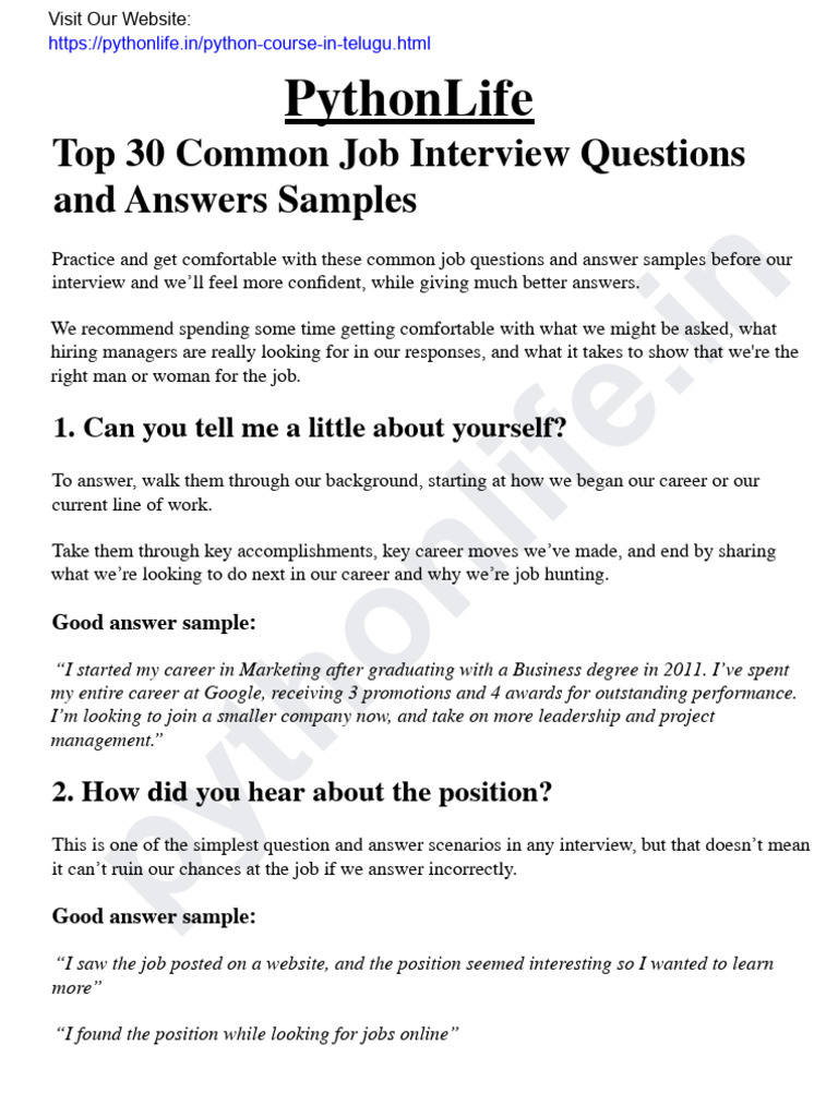 Job Interview Prep for Telugu Speakers | PDF | Job Interview | Marketing
