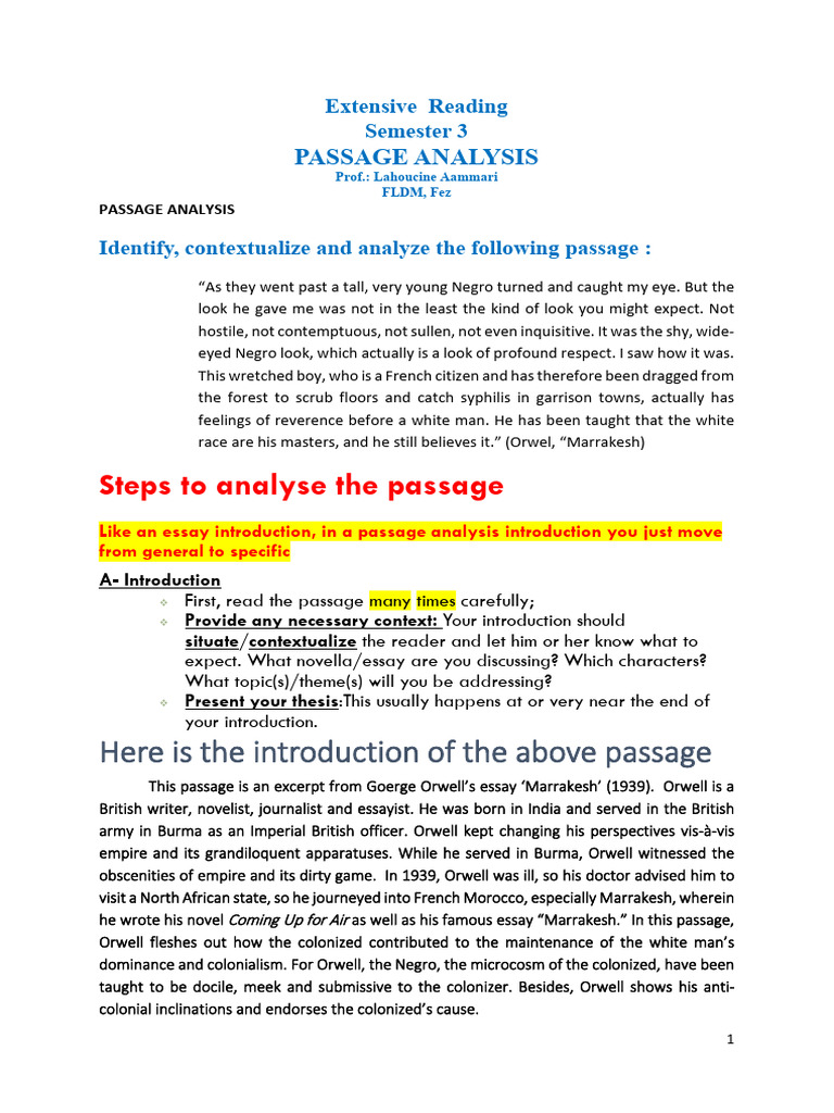 Passage Analysis for Lit Students | PDF | Essays | George Orwell