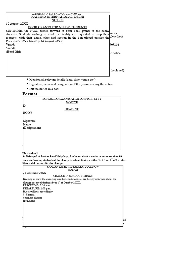 Notice Writing 2024-2025 | PDF