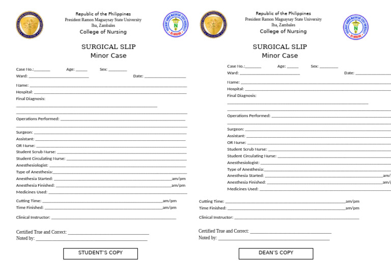 SURGICAL-SLIP | PDF | Anesthesia | Medical Specialties