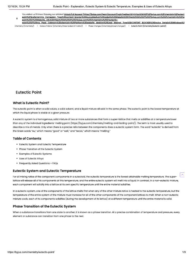 Eutectic PT | PDF