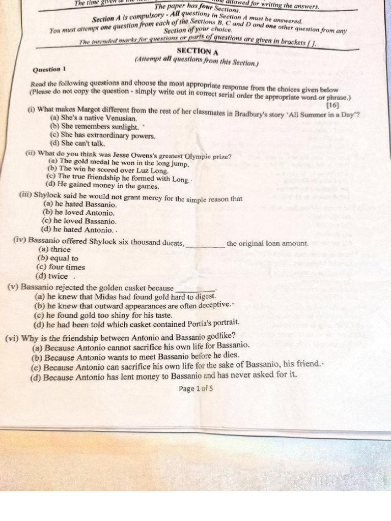 English literature test | PDF