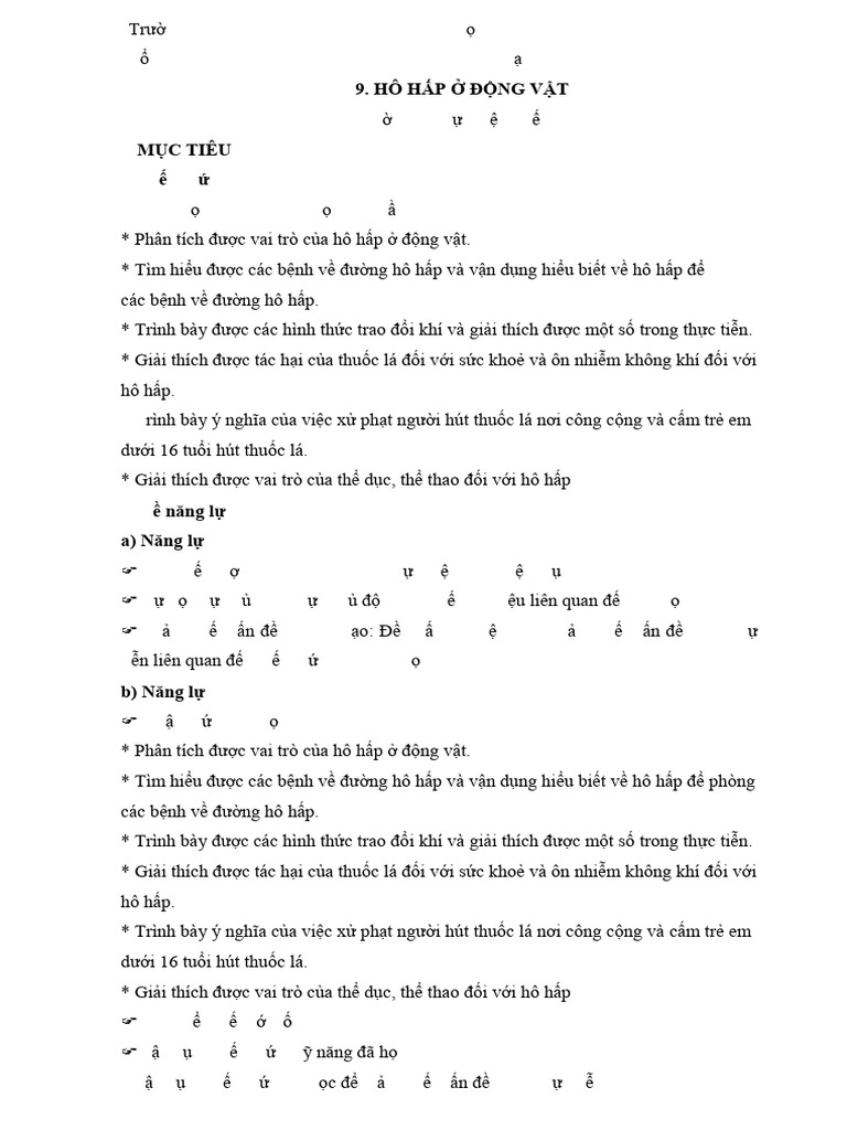 Bài 9. Hô hấp ở động vật | PDF