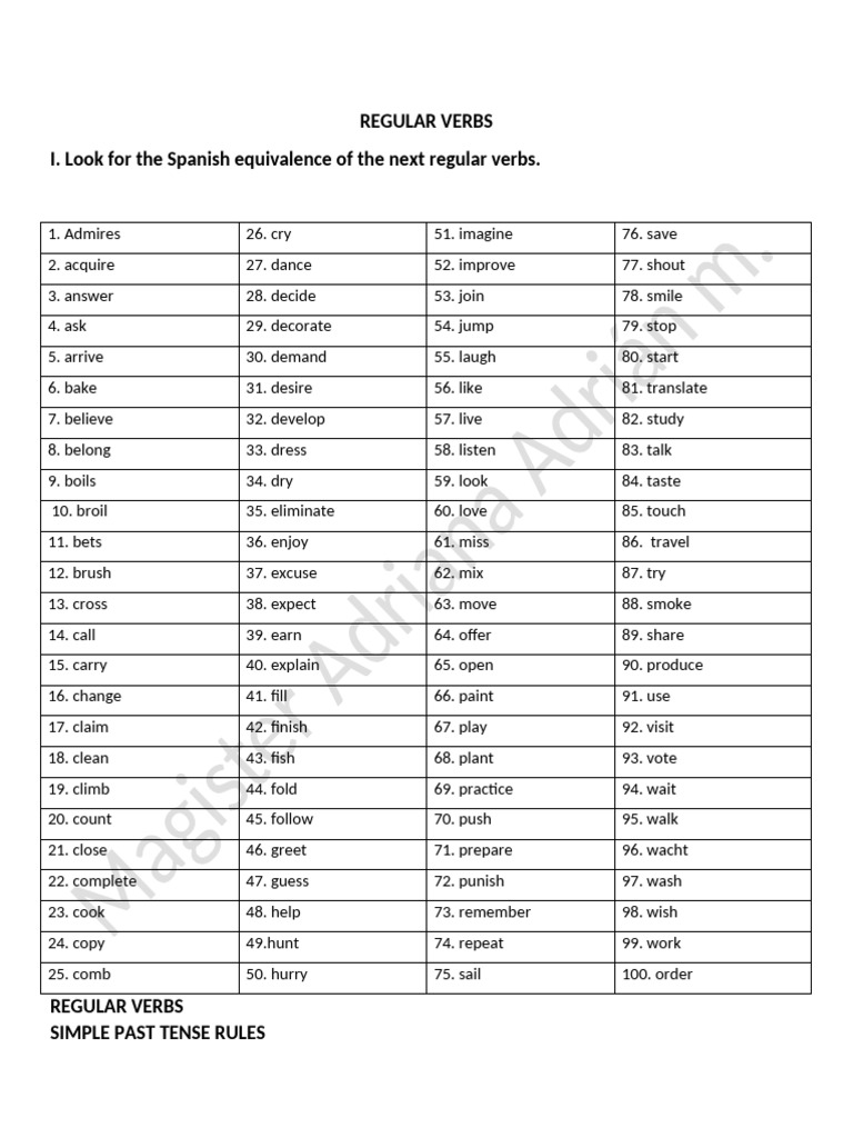 Regular Verbs | PDF | Syllable | Consonant