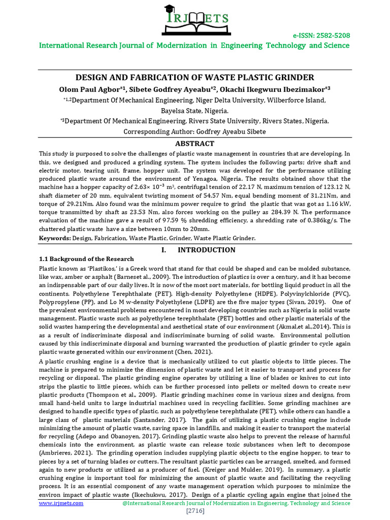 fin_irjmets1729501423 | PDF | Plastic | Belt (Mechanical)