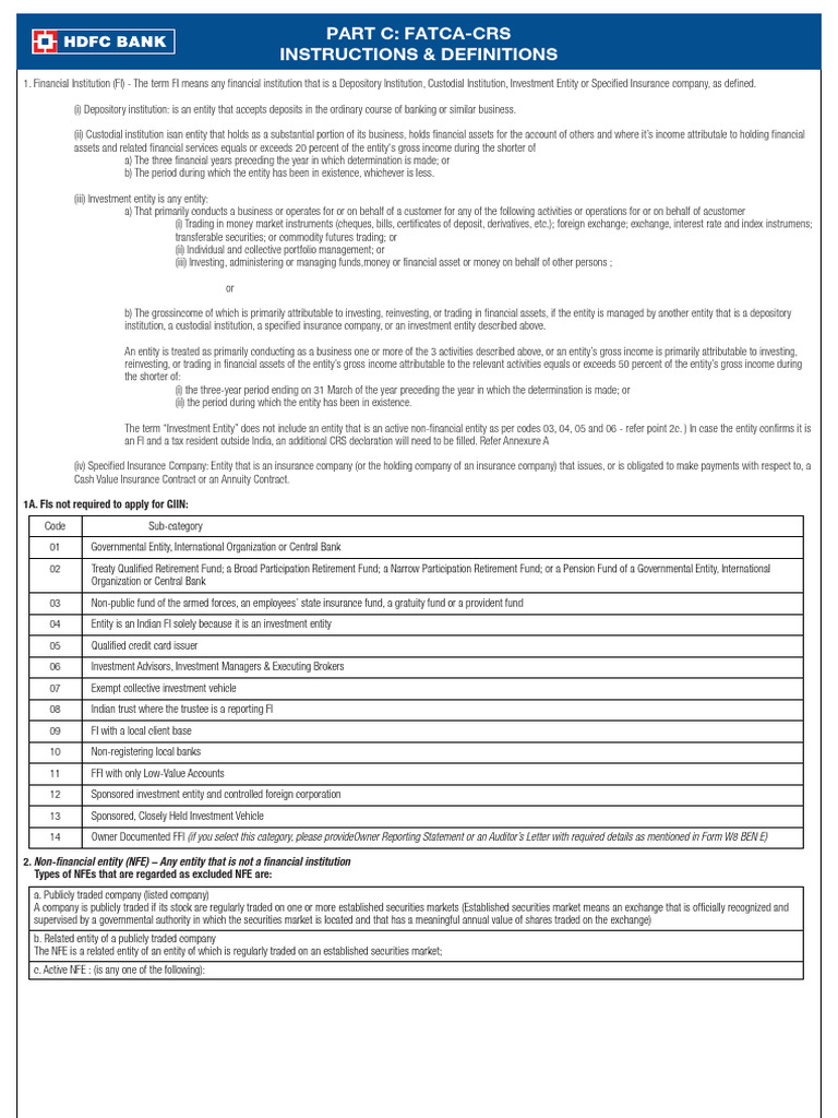FATCA-CRS Definition for Non-Individual Entities. | PDF | Futures ...