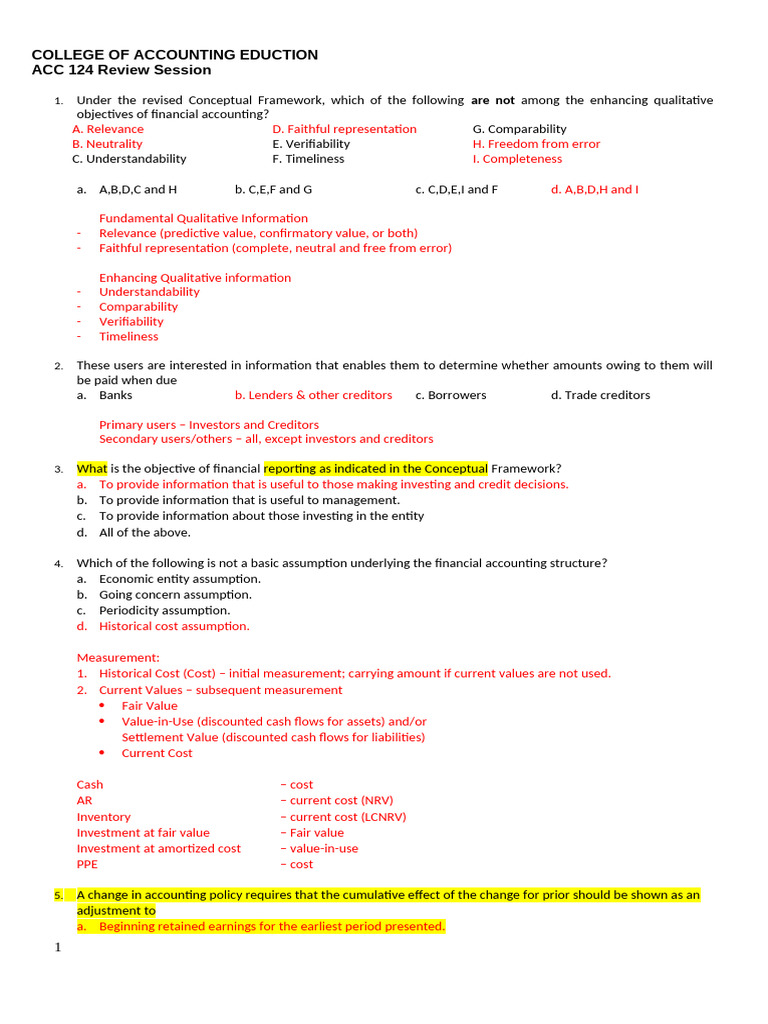 ACC 124 Financial Accounting Review Guide | PDF | Net Income | Bad Debt