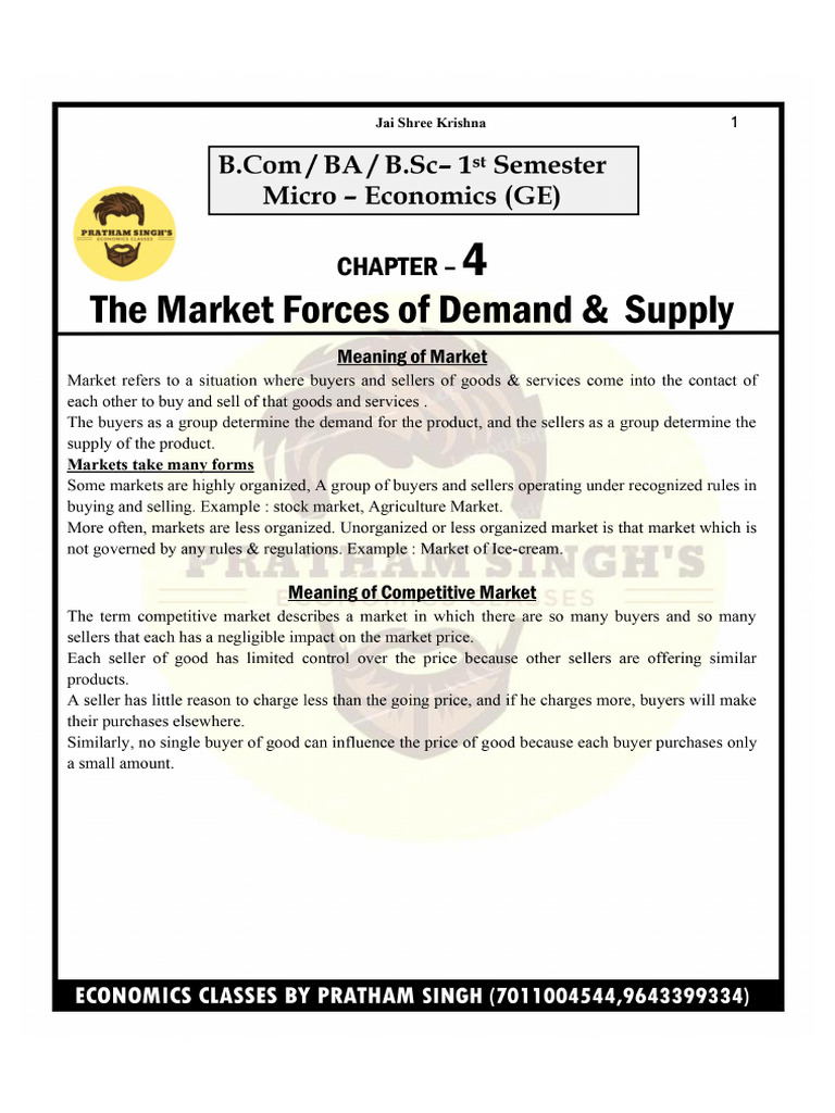 Ch-4 The Market Forces of Demand and Supply | PDF