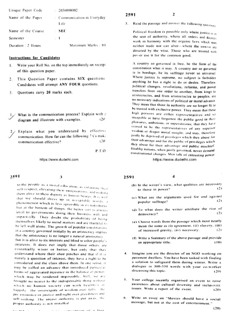 Sec 1 Sem Communication in Everyday Life 2591 Apr 2024 | PDF