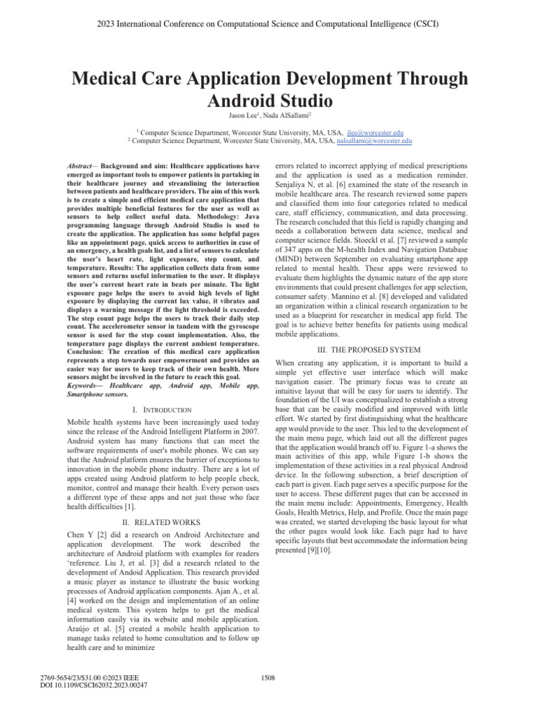 Medical Care Application Development Through Android Studio | PDF | Mobile App | Android ...