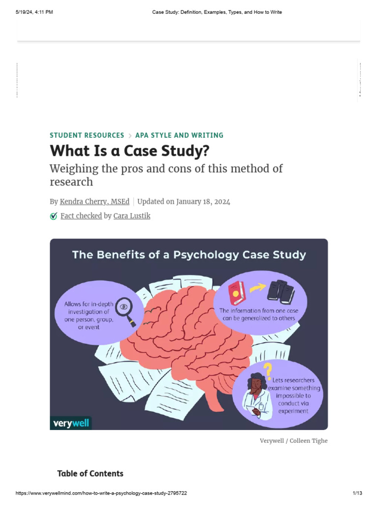 Case Study - Definition, Examples, Types, and How To Write | PDF | Psychotherapy | Cognitive ...