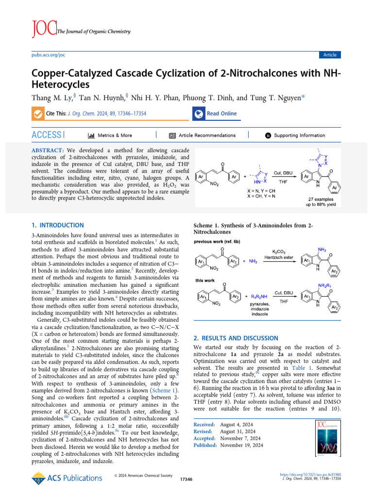 Copper-Catalyzed Cyclization of 2-Nitrochalcones | PDF | Gas ...