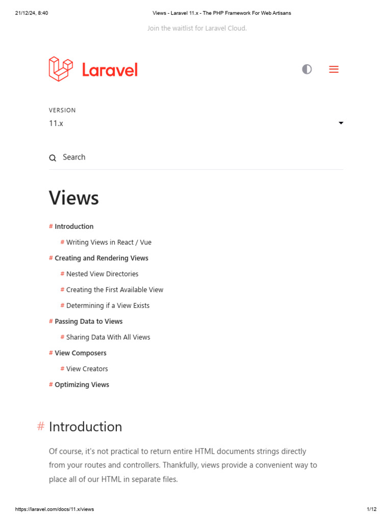 Views Laravel 11x The Php Framework For Web Artisans Pdf Php Computer Engineering
