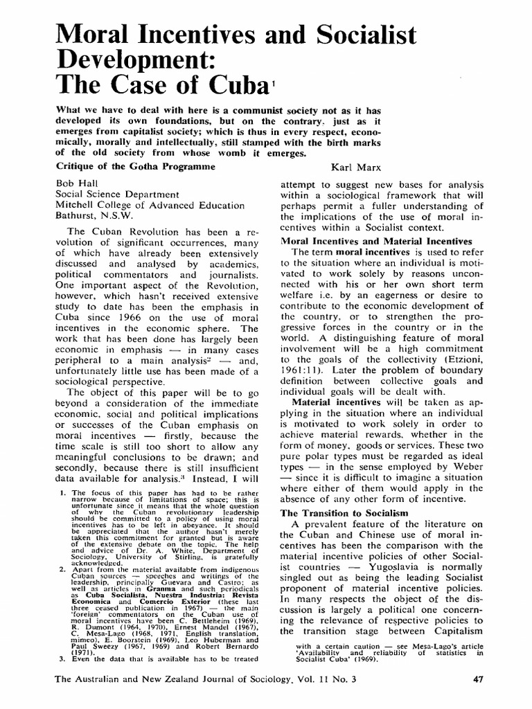 Moral Incentives in Cuba Case - Hall2007 | PDF | Incentive | Socialism