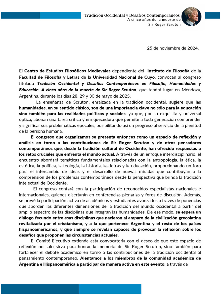 Circular Scruton N. 1 | PDF | Universidad | Humanidades