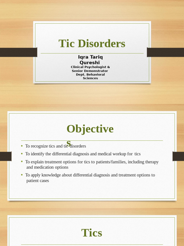 Understanding Tic Disorders and Treatments | PDF | Tourette Syndrome ...