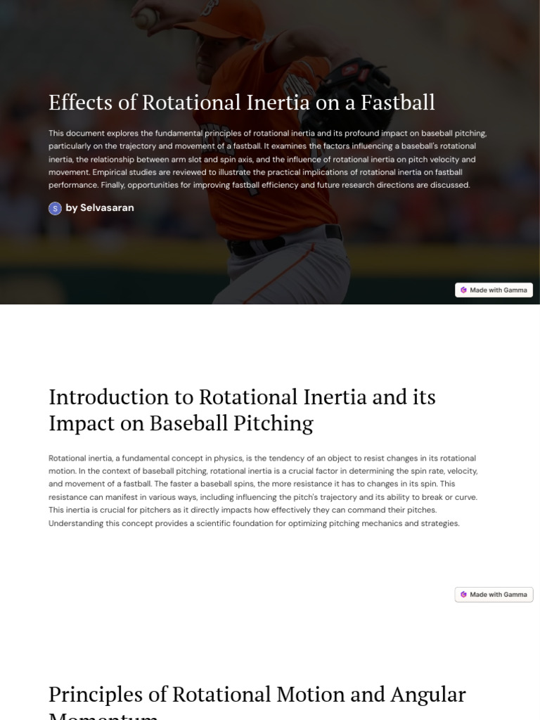 Rotational Inertia's Impact on Fastballs | PDF | Pitcher | Rotation