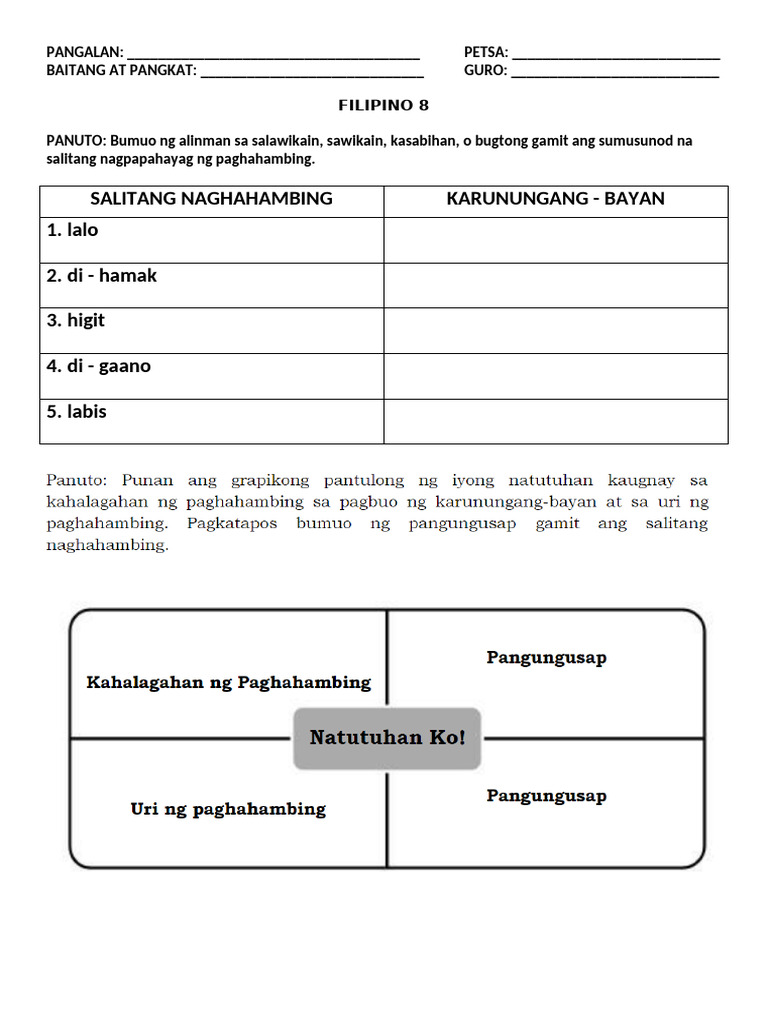 Activity Filipino 8 | PDF