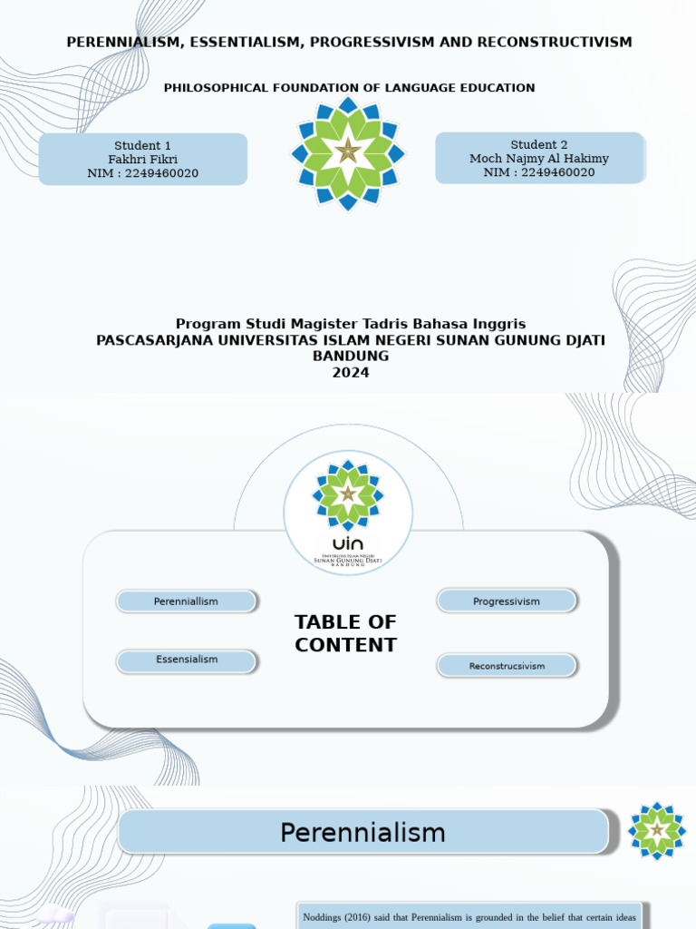 Perennialism, Essensialism, Progressivism and Recontractivism | PDF | Liberal Arts Education ...