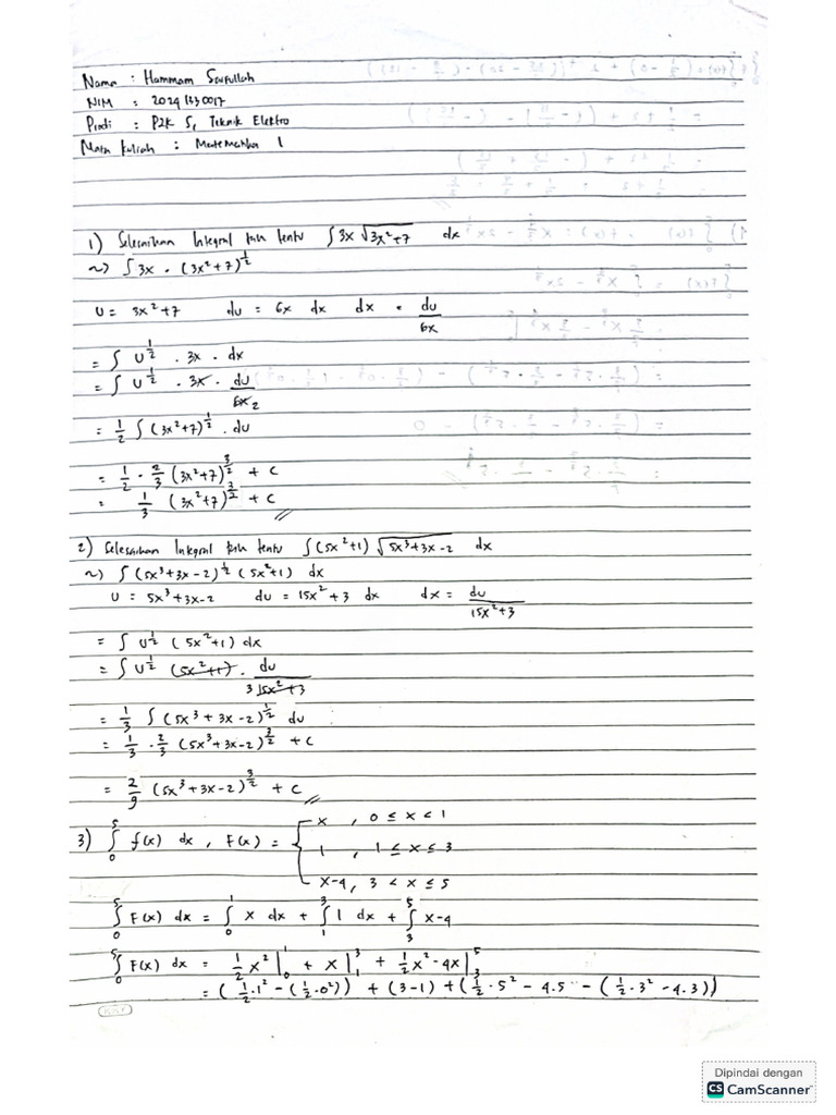 Hammam Saifullah_20241330017_Matematika 1 (Integral) | PDF