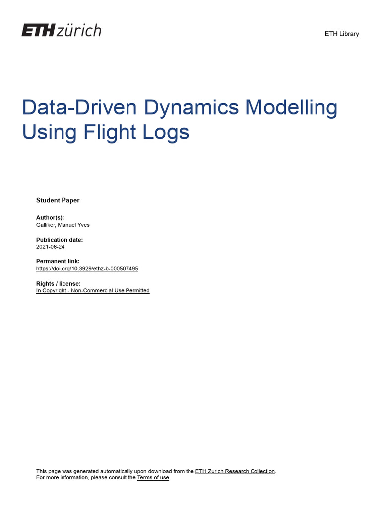 Data Driven Dynamics Modelling Using Flight Logs Signed2 | PDF | Unmanned Aerial Vehicle ...