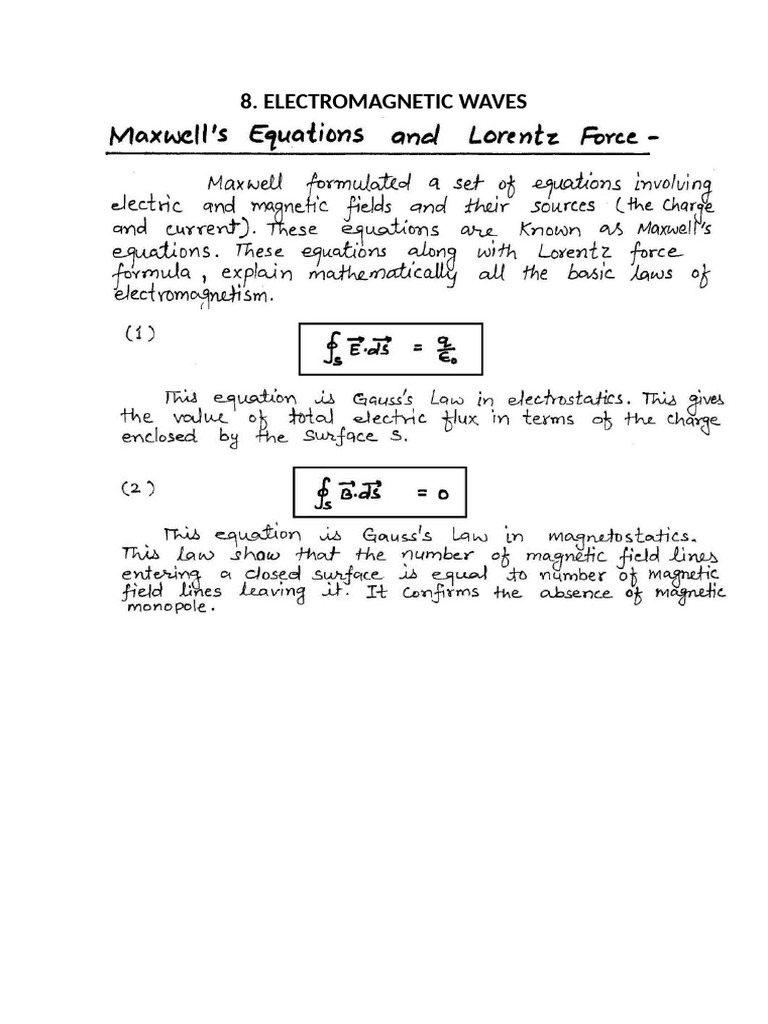 Electromagnetic Waves Notes | PDF