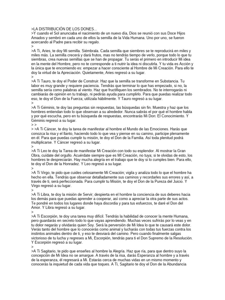 LA DISTRIBUCIÓN DE LOS DONES | PDF